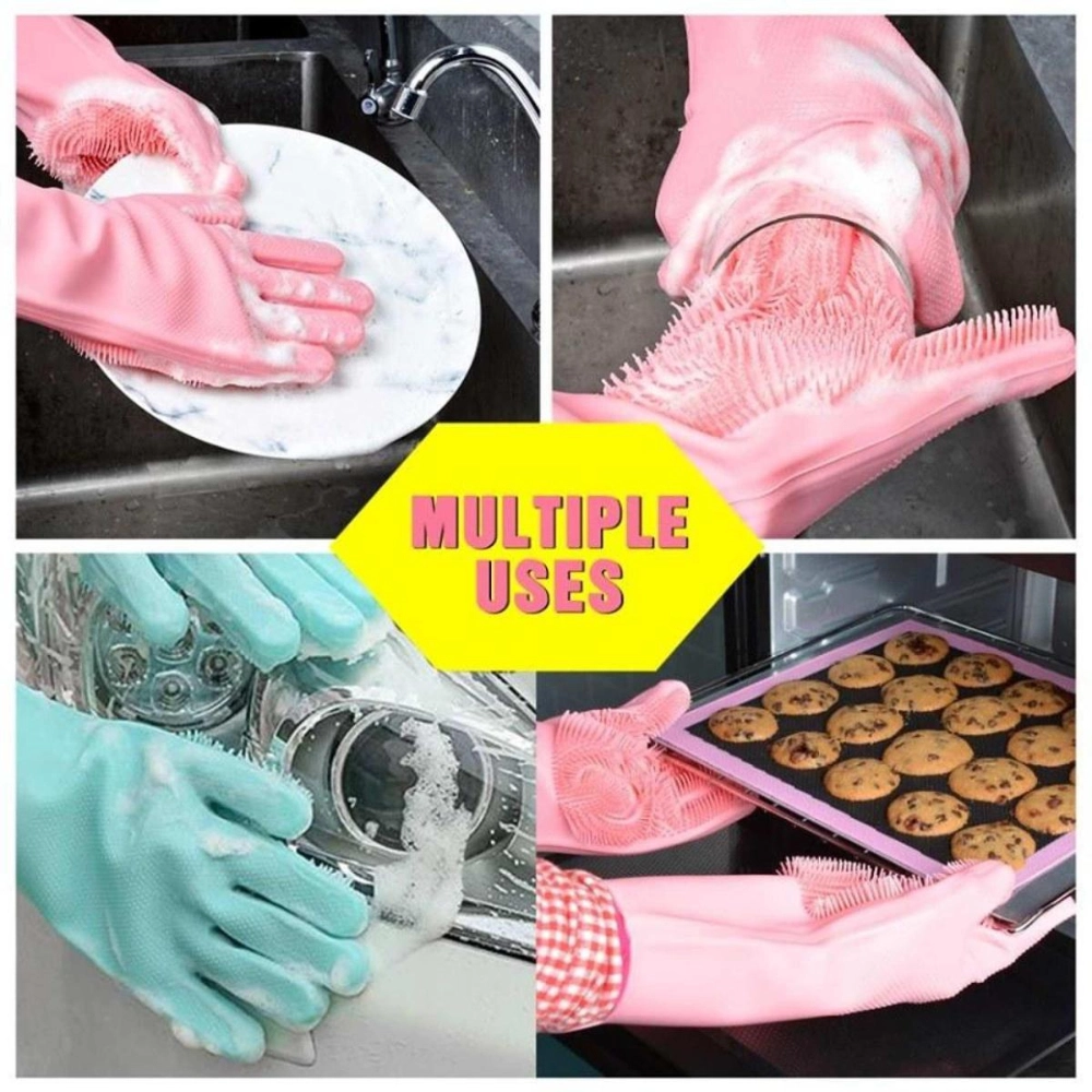 Magic Eco-Friendly Rubber Dish Washing Gloves Scrubber Cleaning - 1Pcs
