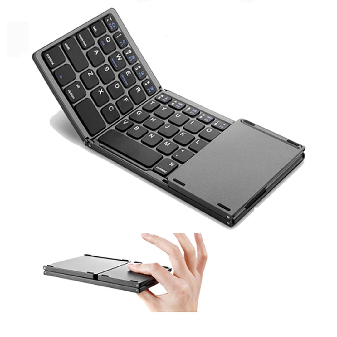 Portable Bluetooth Triple Folding Keyboard Touchpad Magnetic