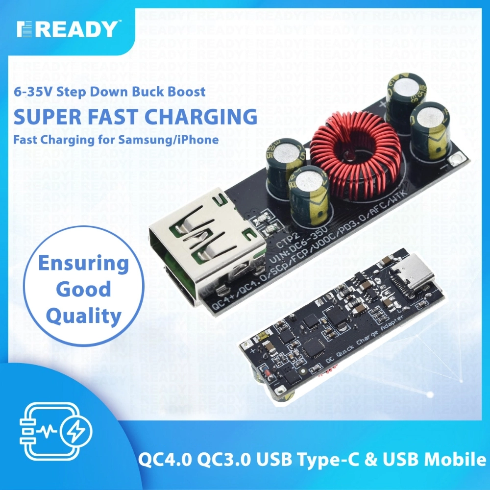 QC4.0 QC3.0 USB Type-C Mobile Phone Quick Charge Adapter 6-35V Step Down Buck Boost Module for ...