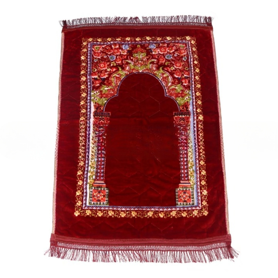 China Prayer Mat (Jaynamaz) - Extra Soft Velvet Mixed Red Color Form ...