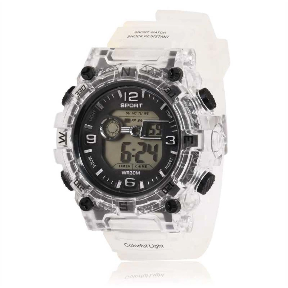 Waterproof White Color Digital Watch ,Silicone Boys Digital Sports Watch,