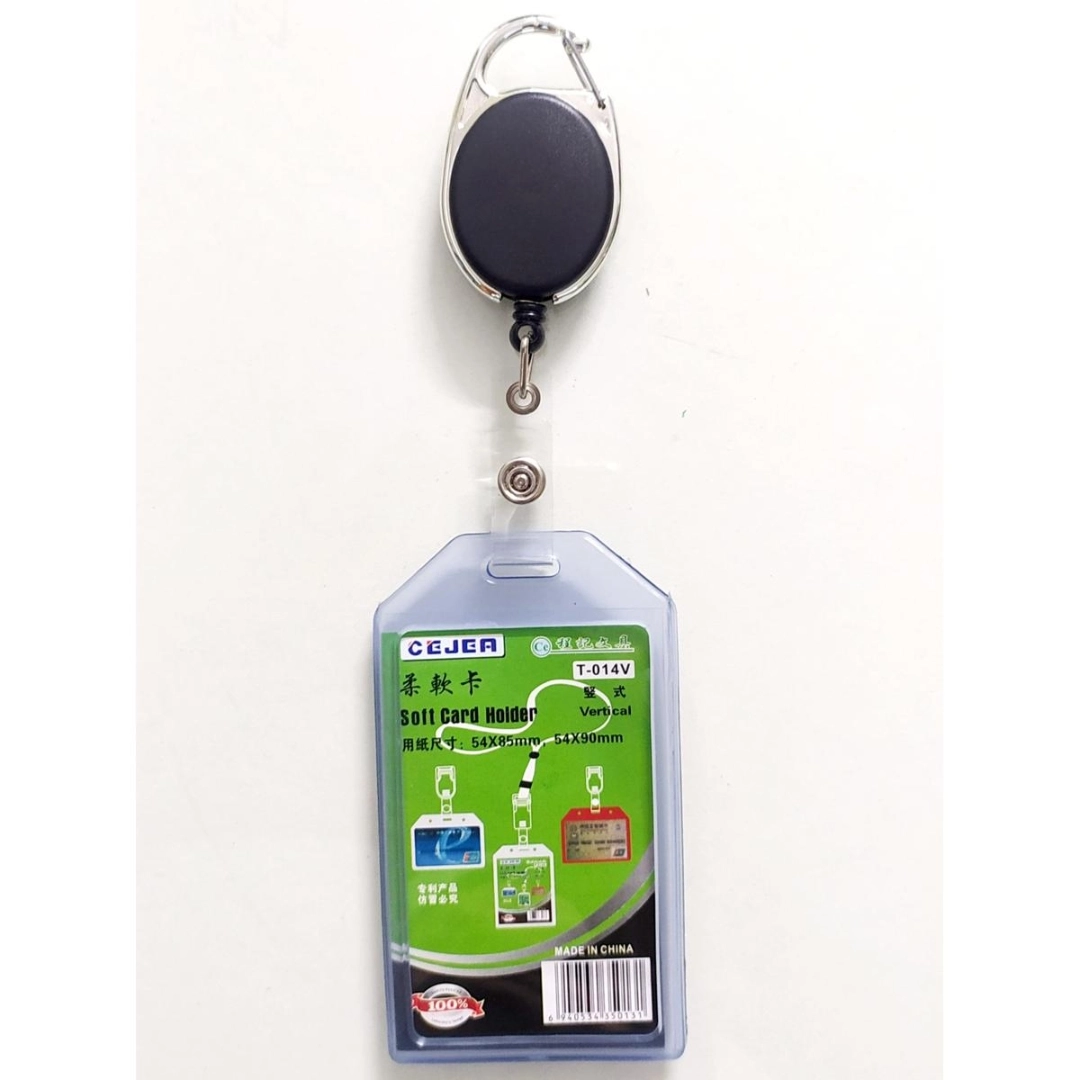 ID Card Cover Holder With Yoyo Hanging Clip Ring Badge ( 01 Pcs)
