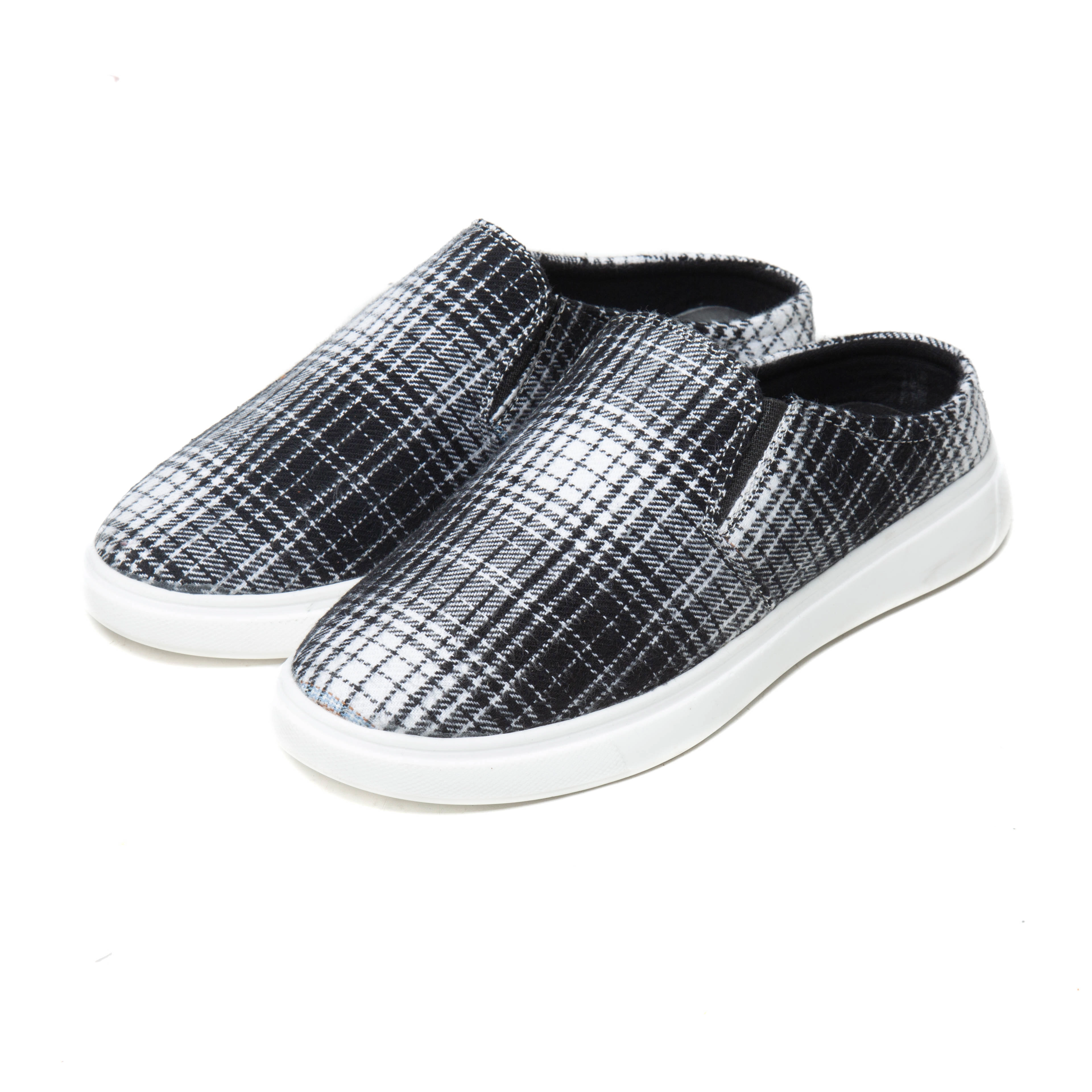 Black and white Check Half Shoe