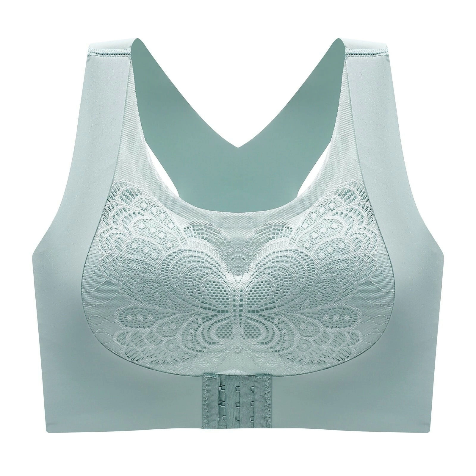 Brassiere Front Closure Wireless Imported Push Up Bra - Pale Teal