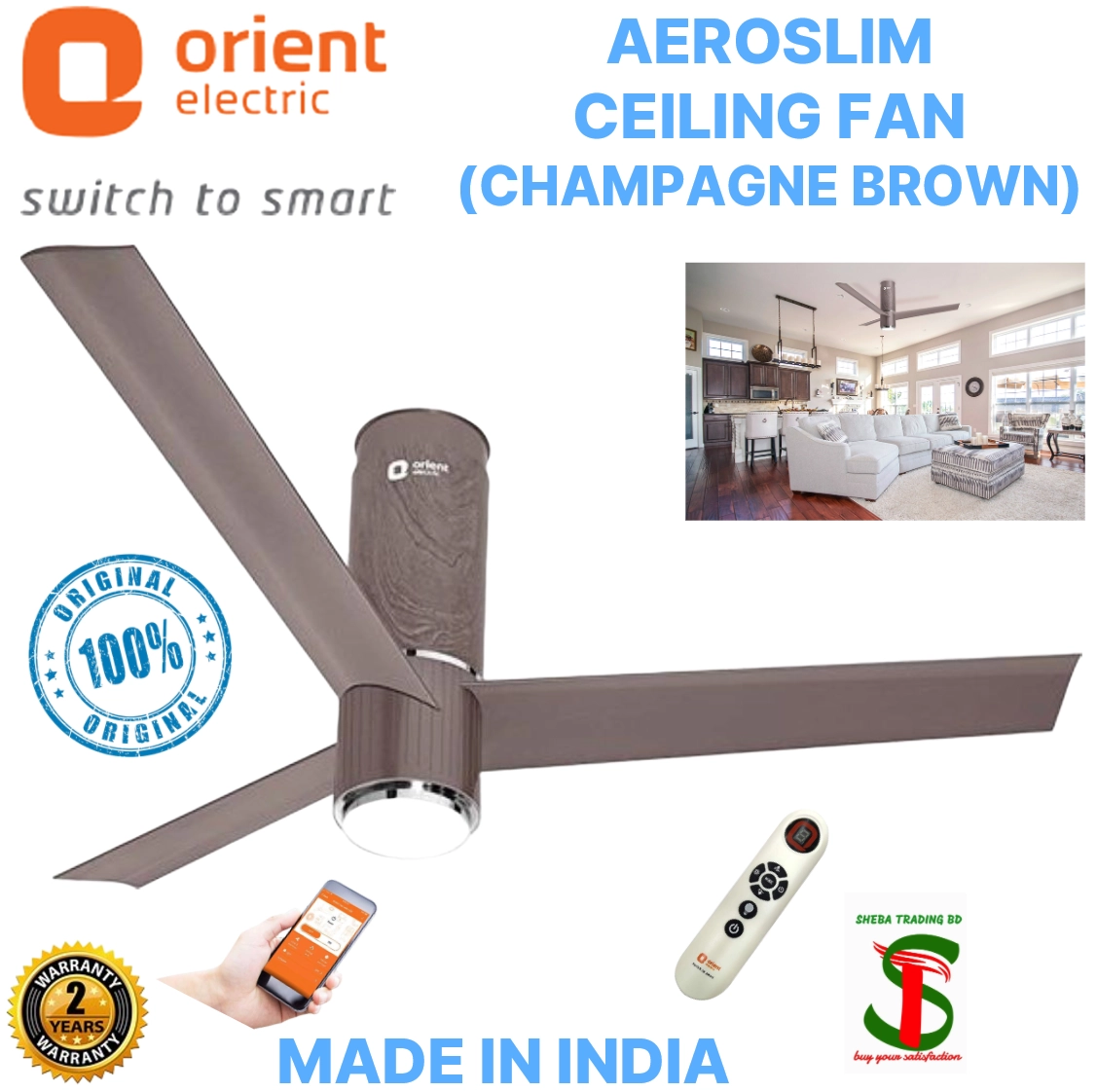 Orient Aeroslim BLDC Motor 48" Smart Inverter Ceiling Fan with IOT ...