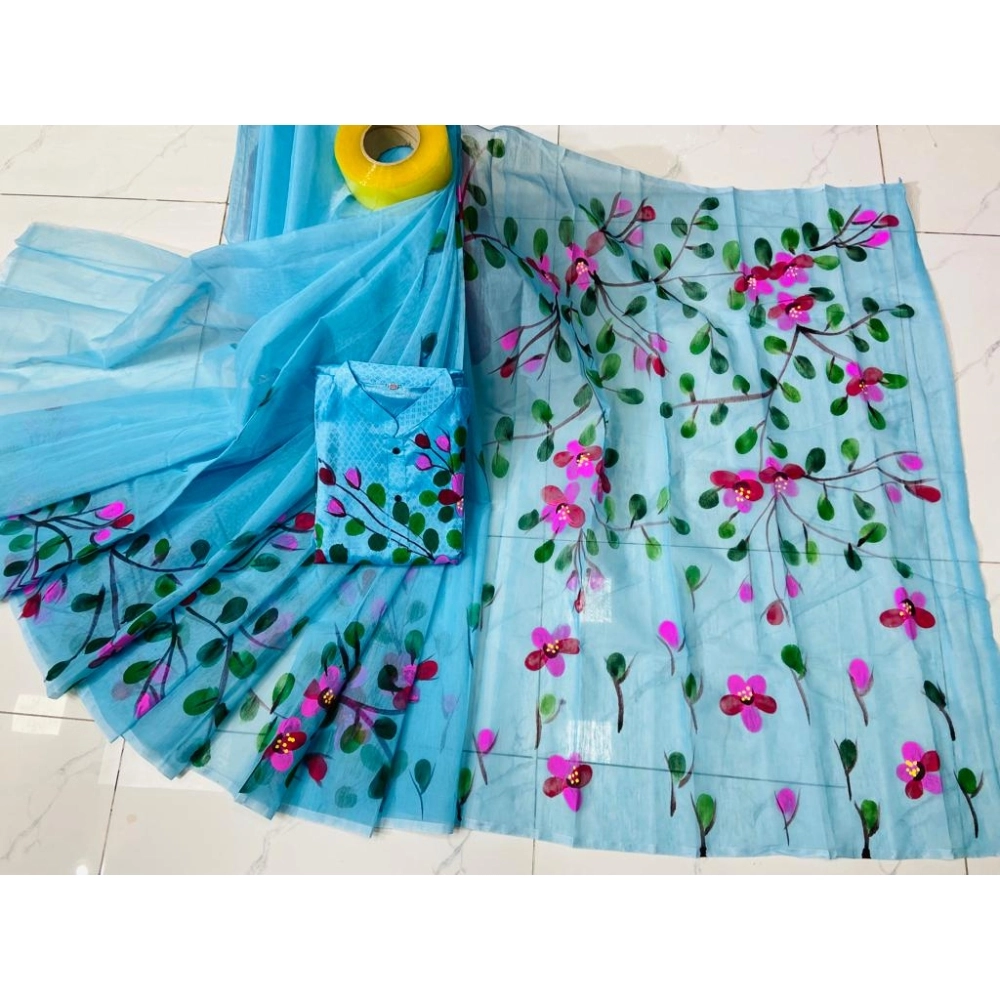Couple set Half Silk Hand Print Saree and Panjabi Fashionable, Stylish ...