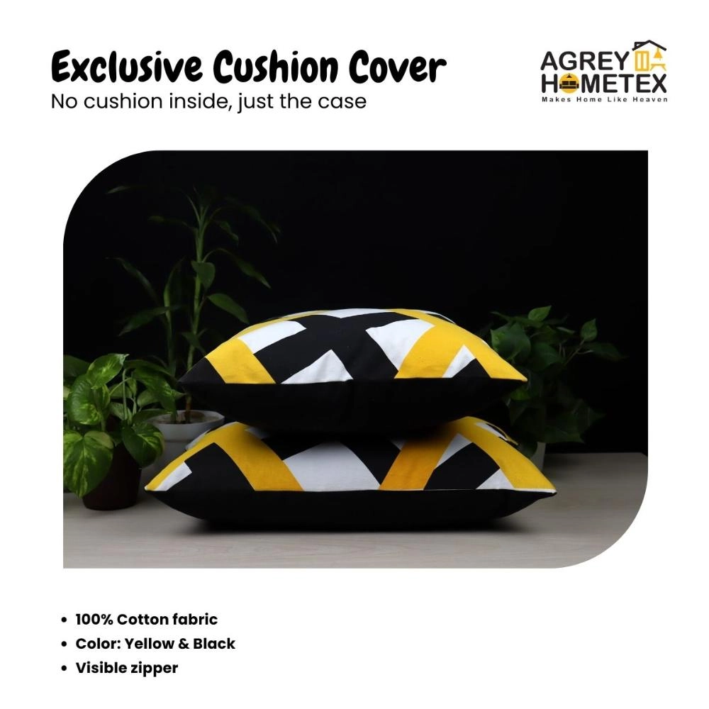 Exclusive Cushion Cover Yellow & Black (20"x12") Set of 5 Only Cover