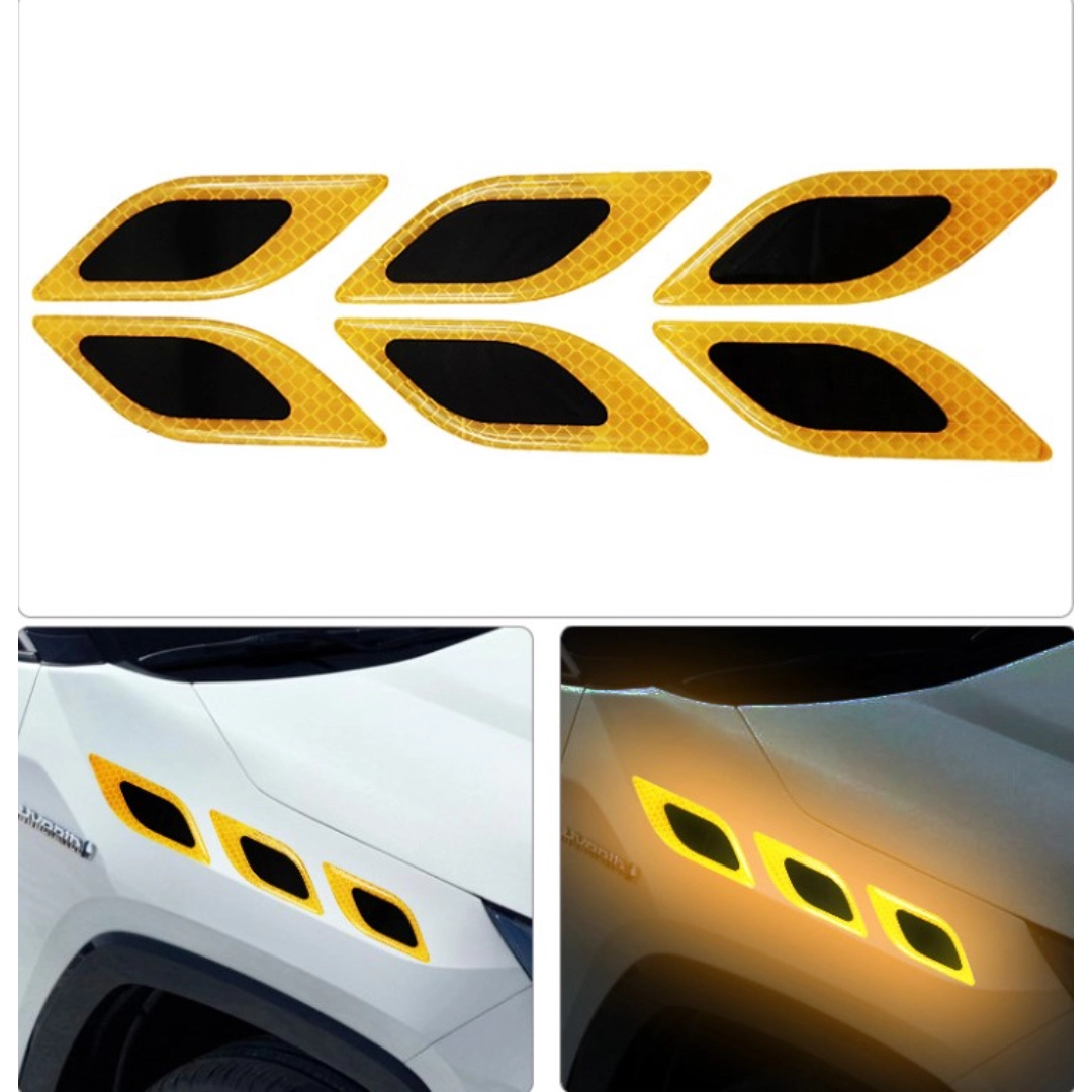 6Pcs/Set Reflective Car Stickers Carbon Fiber Decals Warning Bumper ...