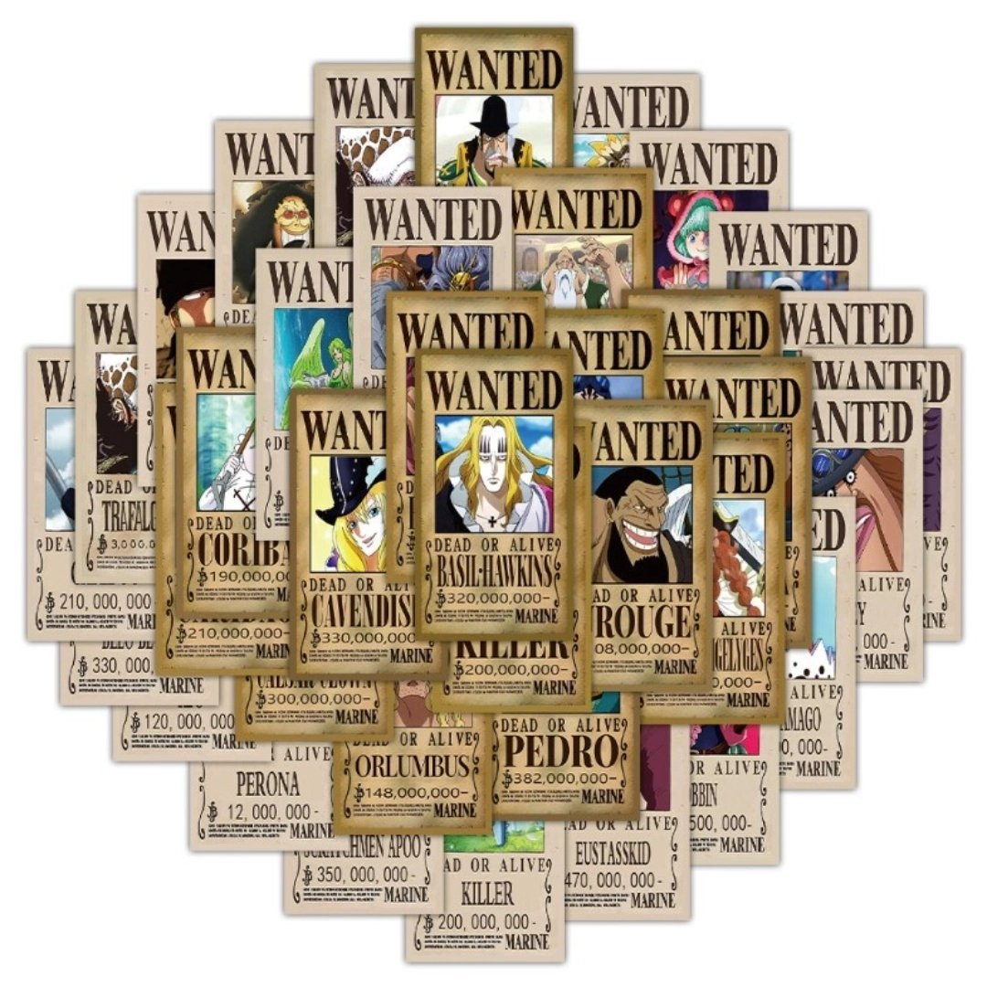 30 Pcs/Set One Piece Mini Poster Square Type Pvc Waterproof Stickers ...