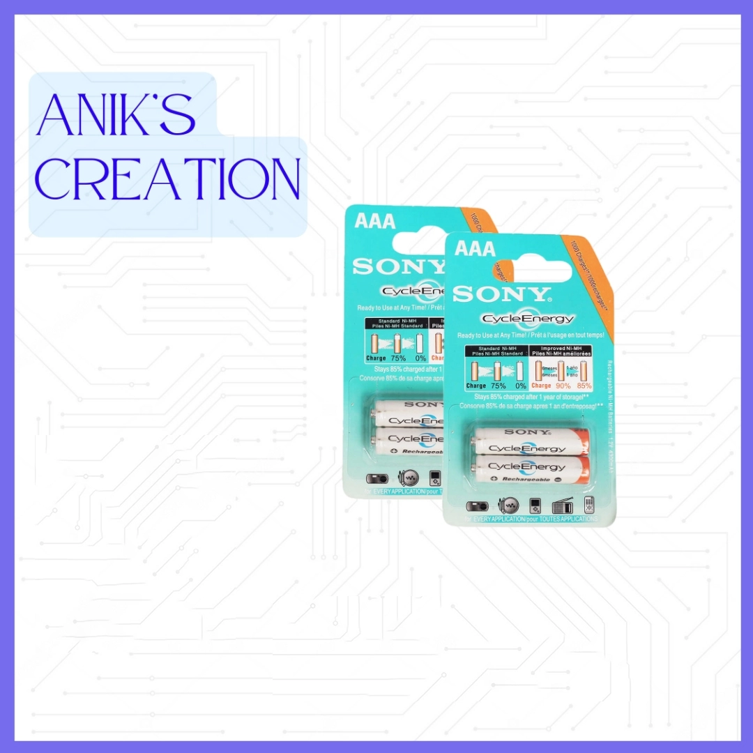 Sony AAA 4000+mAh 1.2V Rechargeable Battery (Set of 2 Pieces)