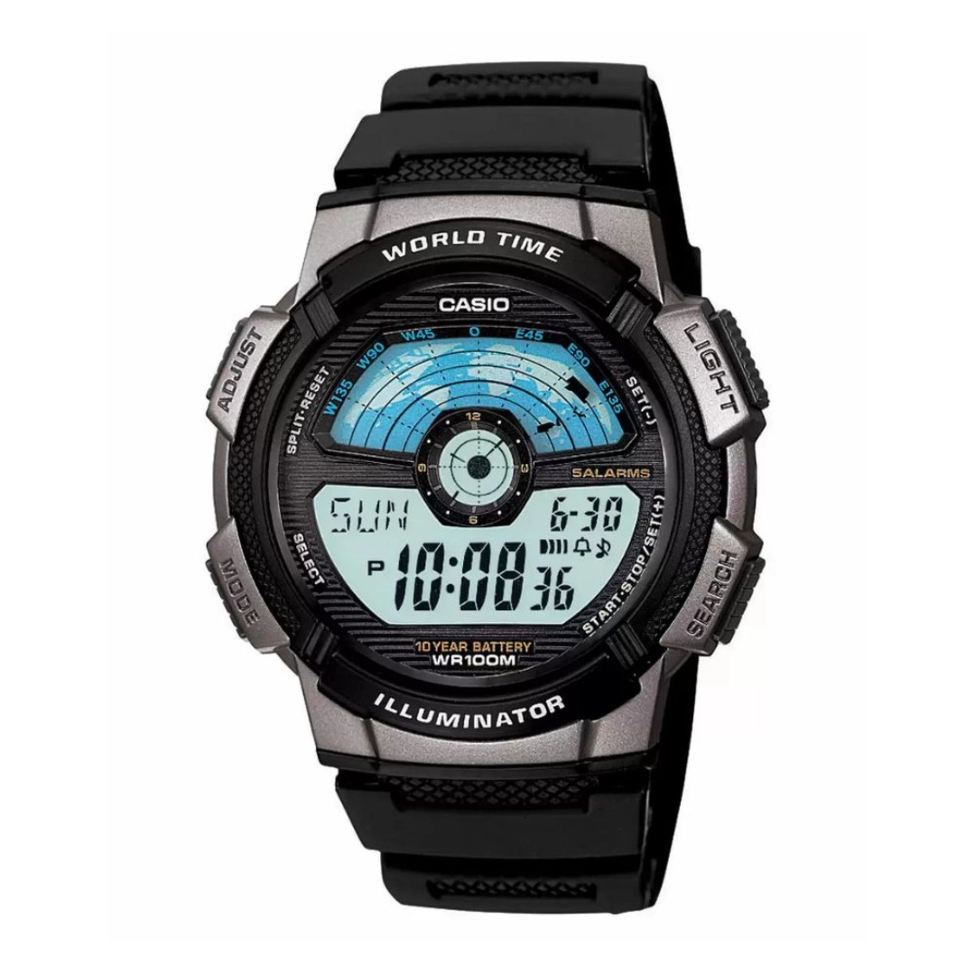 Casio AE-1100W-1AVDF World Time Multifunction Fiber Belt Men’s Watch