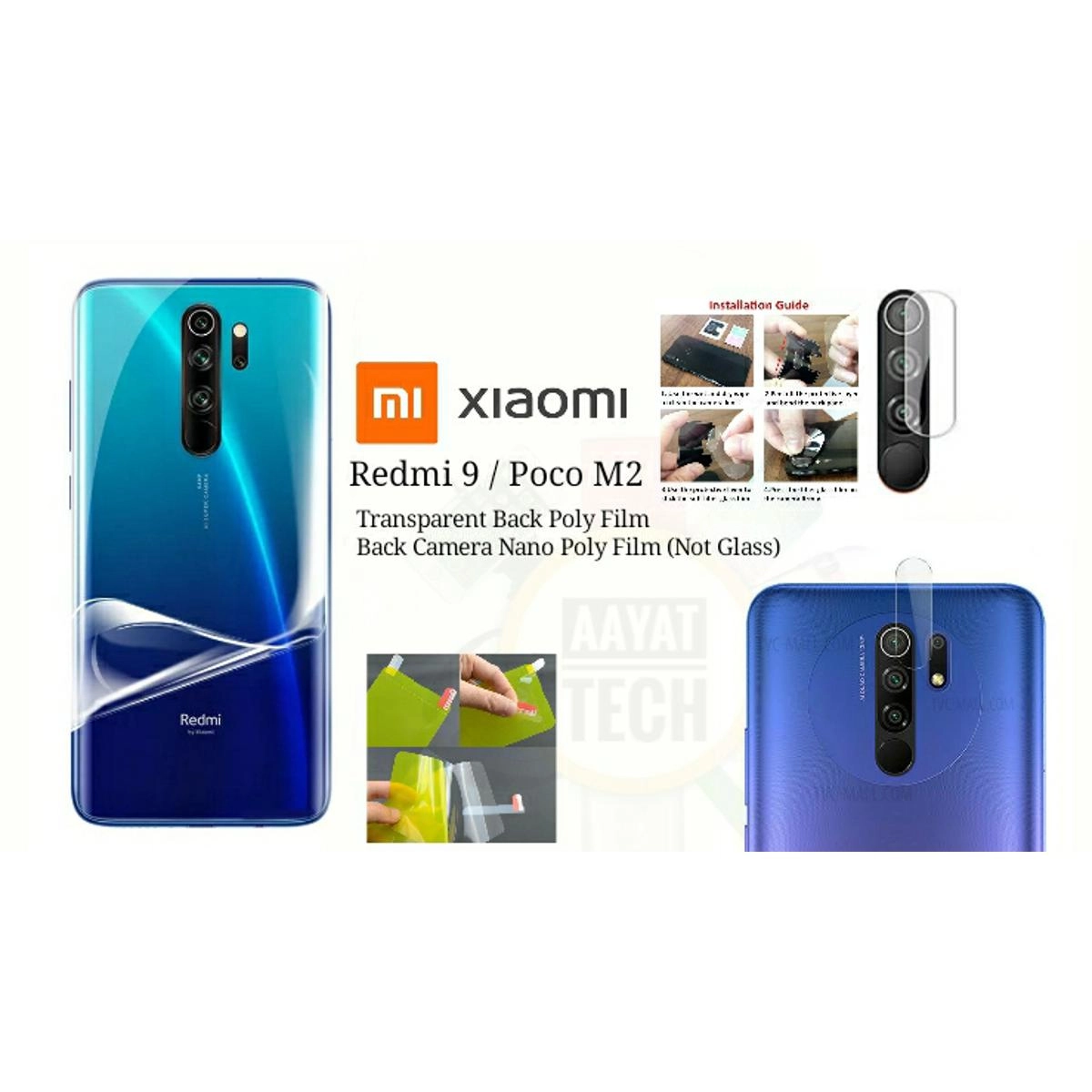 For Xiaomi Poco M2 _ 2 in1 Combo Pack (Back Side Hydrogel Soft Clear Poly, Camera Protactor Film)