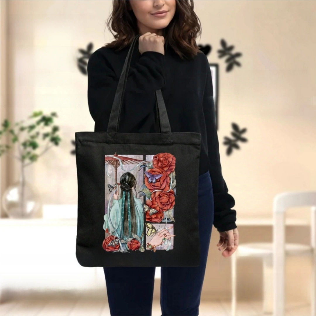 Premium Tote Bag with Zipper Canvas Tote Bag for Women Trendy Shopping ...
