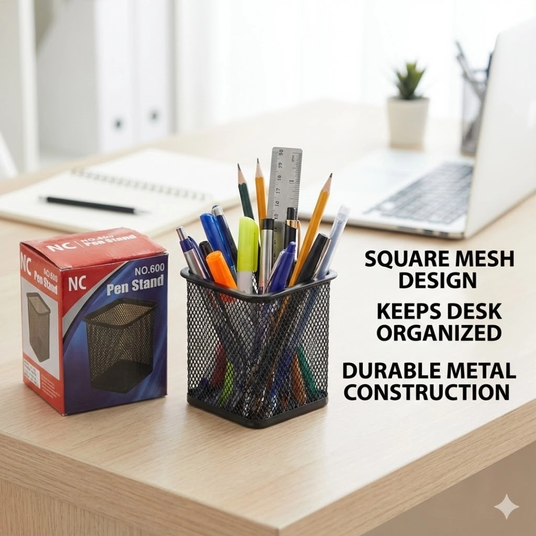 Metal Mesh Pen Stand Holder (No. 600) - Square Desk Organizer for ...