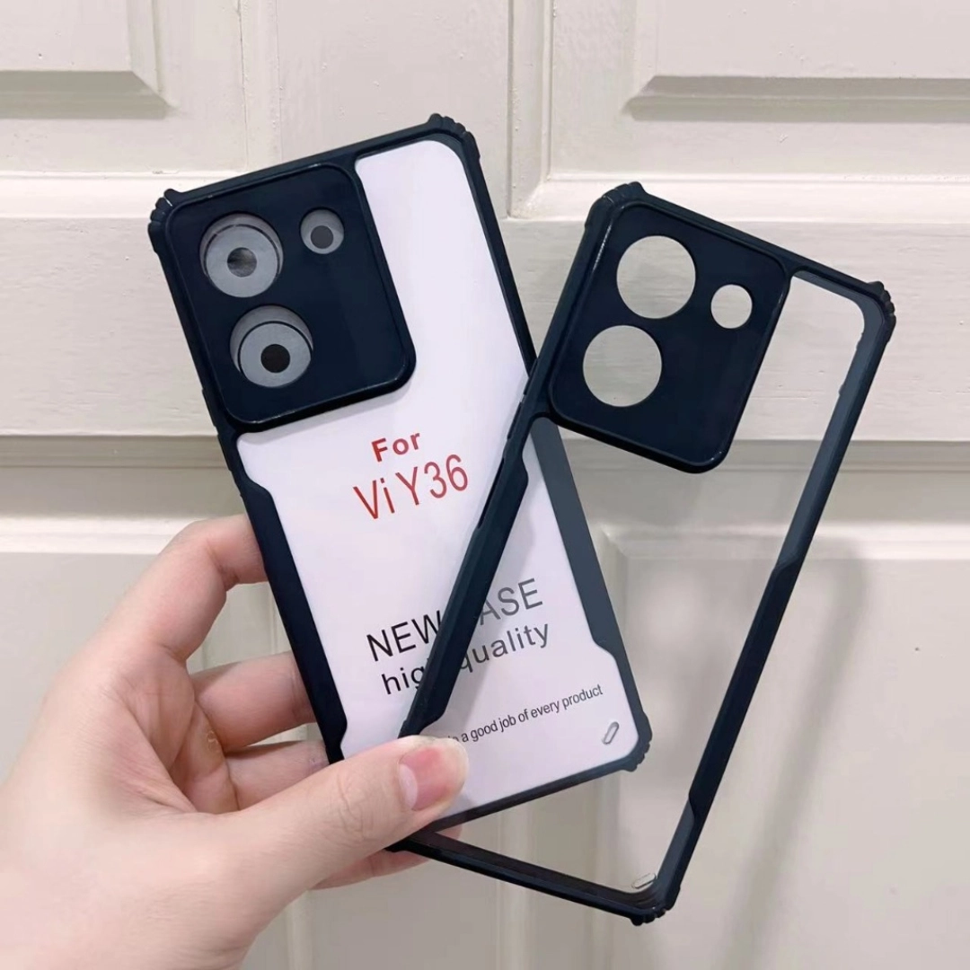 For vivo Y36 5G Transparent Black Shockproof Camera Protective Premium ...