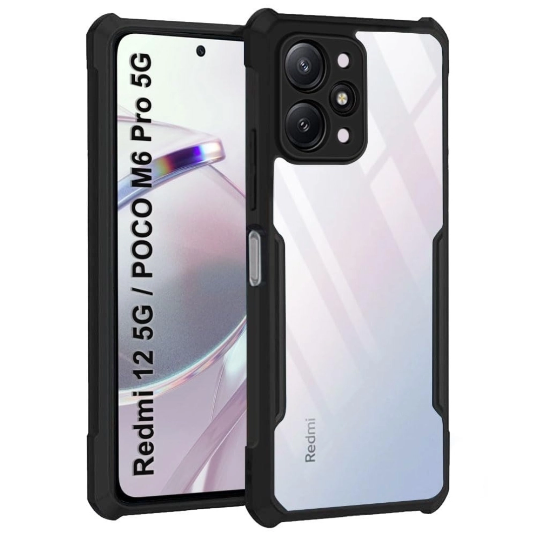 For Redmi 12 5G / Poco M6 Pro 5G Transparent Back Cover Phone Case
