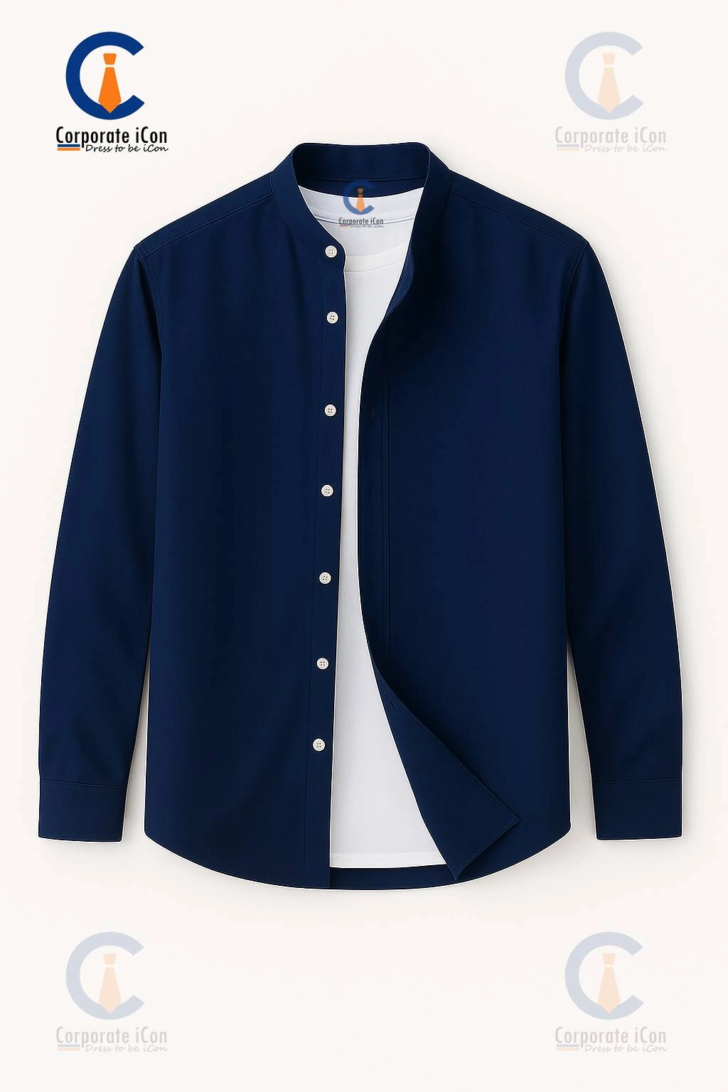 Band Colar Oxford Cotton Full Sleeve Shirt