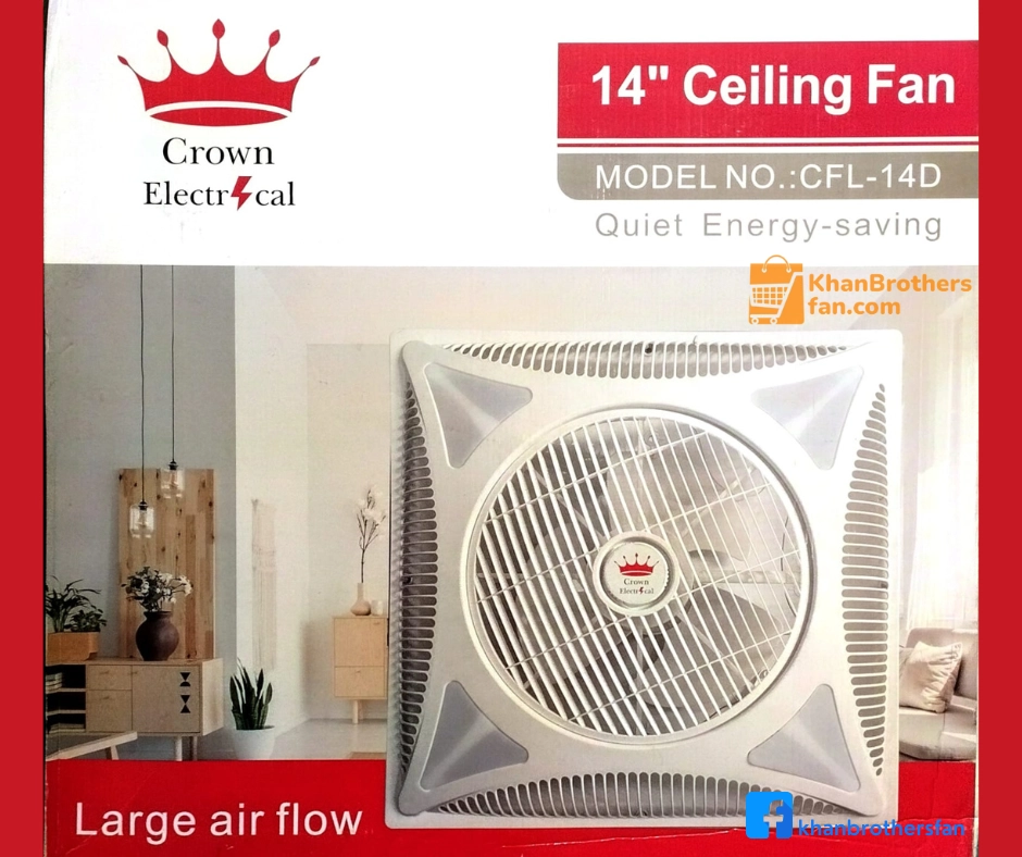 Crown 14 inch Air Circulated Ceiling Box Fan with 04 pcs LED light and ...