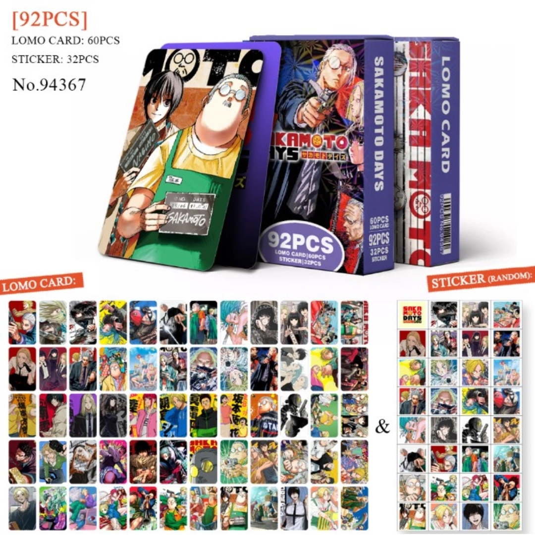 60PCS Lomo Card + 32PCS Stickers 92PCS/BOX Anime Sakamoto Days ...