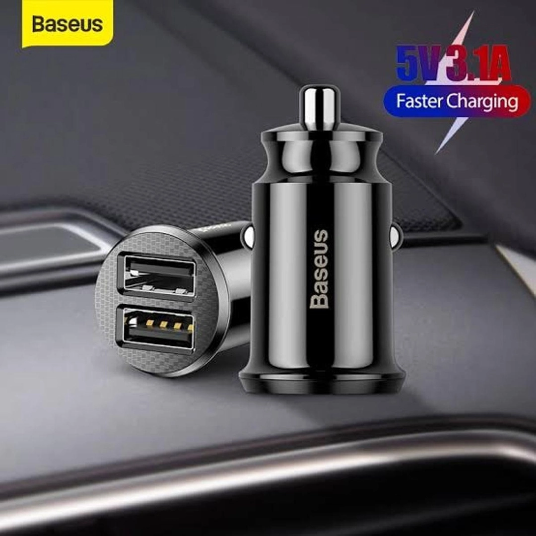 Baseus Mini Dual USB Car Charger 5V 3.1A Fast Charging 2 Port USB Phone ...