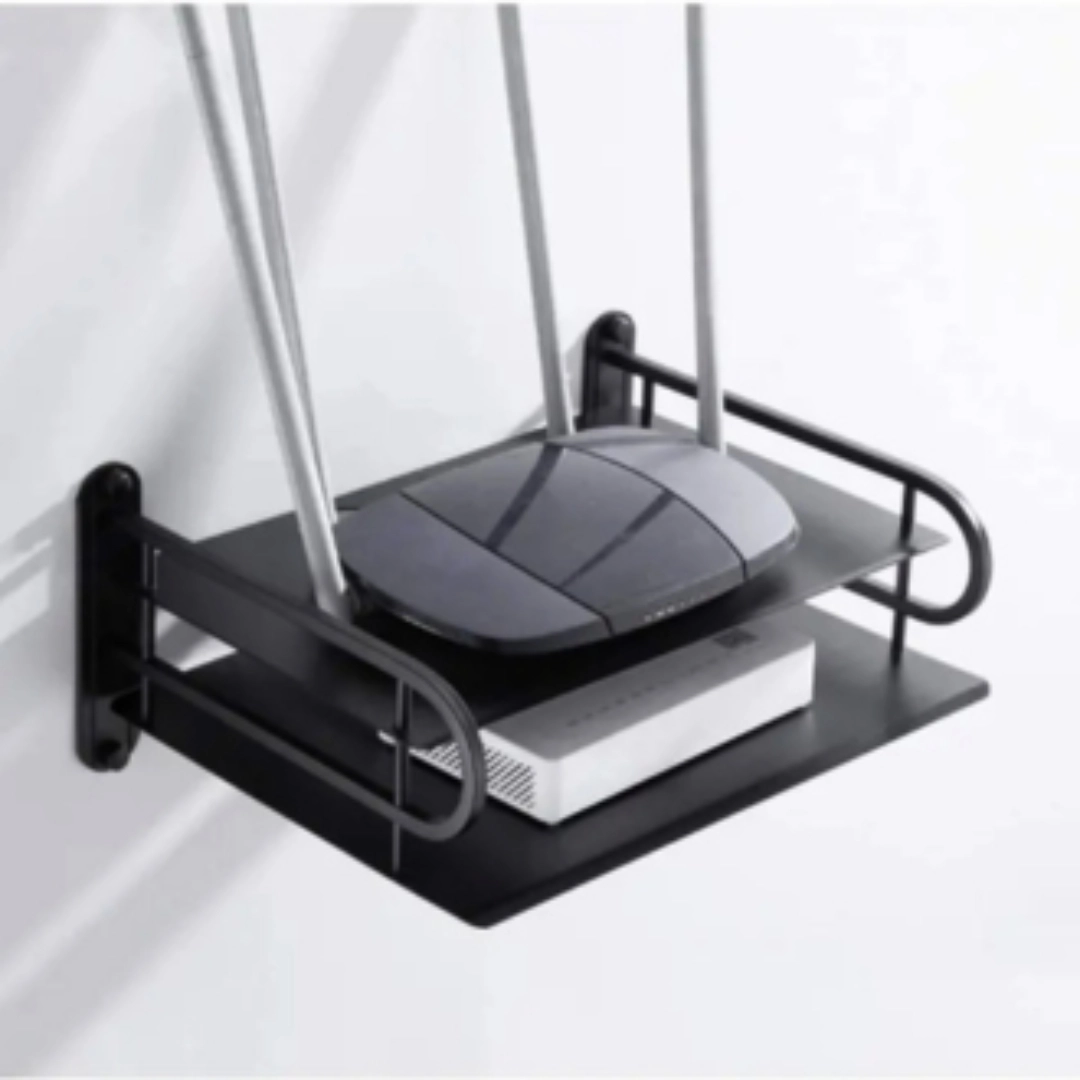 Metal Wifi Router Stand Shelf Double Layer Wall Mounted Shelf Home ...