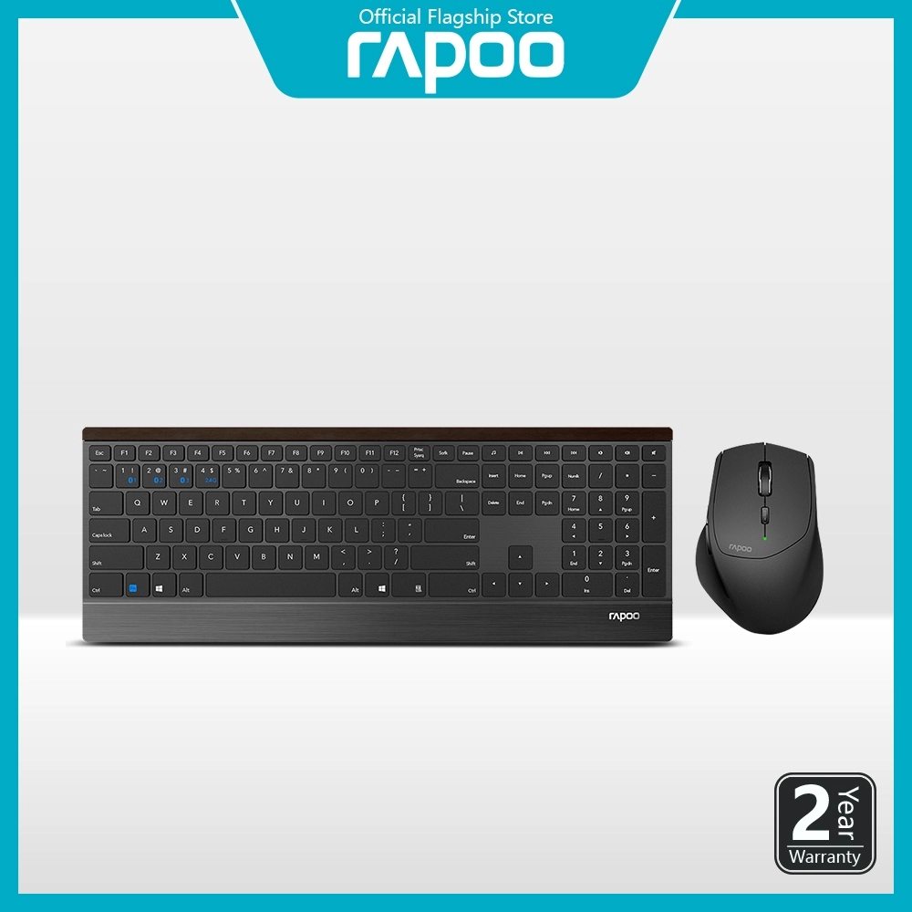 Rapoo 9500M Multi-mode Wireless Keyboard & Mouse Combo Supports Bluetooth 3.0, 4.0 and 2.4 GHz ...