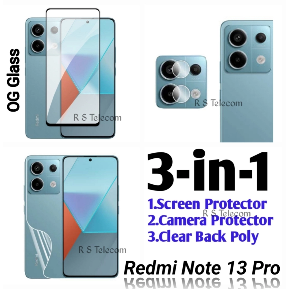 3-in-1 Combo Pack for Xiaomi Redmi Note 13 Pro:OG Glass Screen ...