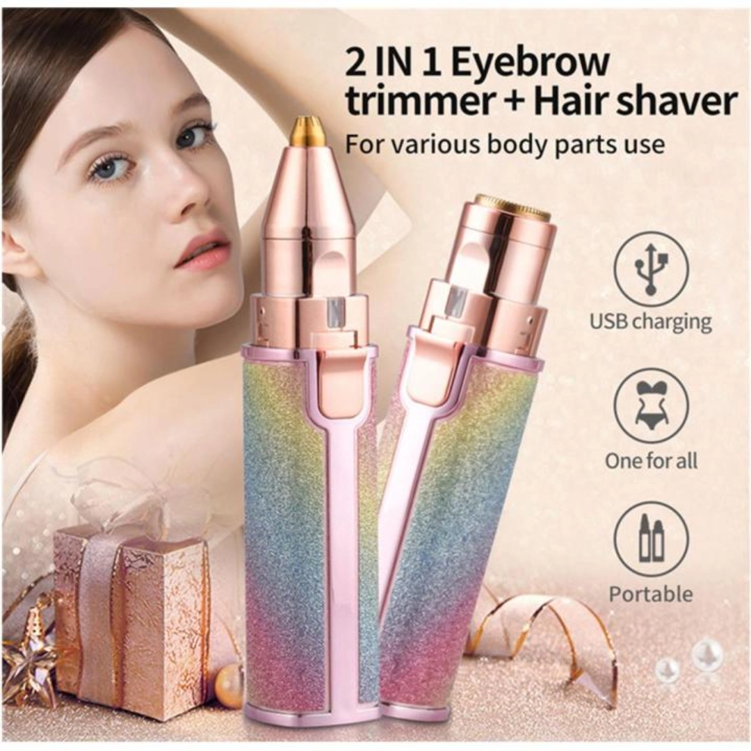 2 In 1 Electric Eyebrow Trimmer Battery Operate Makeup Painless Eye ...
