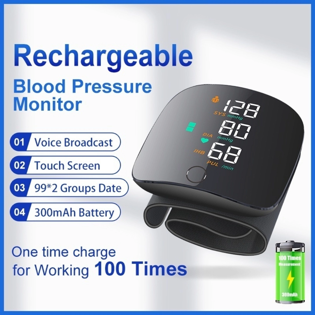 Automatic Rechargeable Digital Touch Screen Wrist Type Blood-Pressure ...