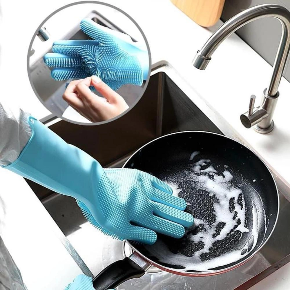 Silicone High Quality Dish Washing Kitchen Hand Gloves (Multicolor ...