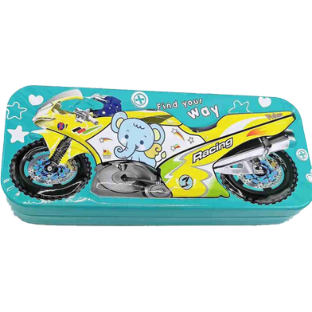 Metal Pencil Box For Kids Racing Bike Any Color-(0012BS)