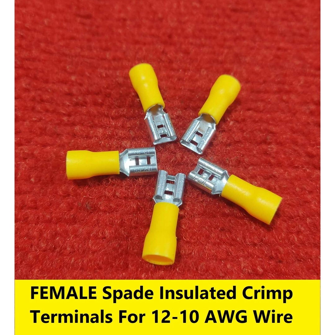 10Pcs- 12-10 AWG FEMALE Spade Terminals 55-250 Female 6.3mm Quick ...