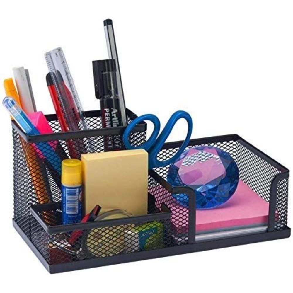 Metal Mesh Desk Organizer Pen and Pencil Stationery Storage Stand Pen ...