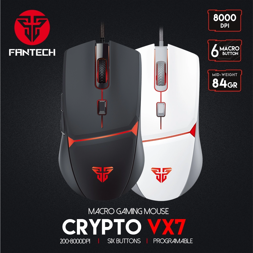 FANTECH CRYPTO VX7 Gaming Mouse 7000DPI and 6 Buttons Macro Huano 10M ...