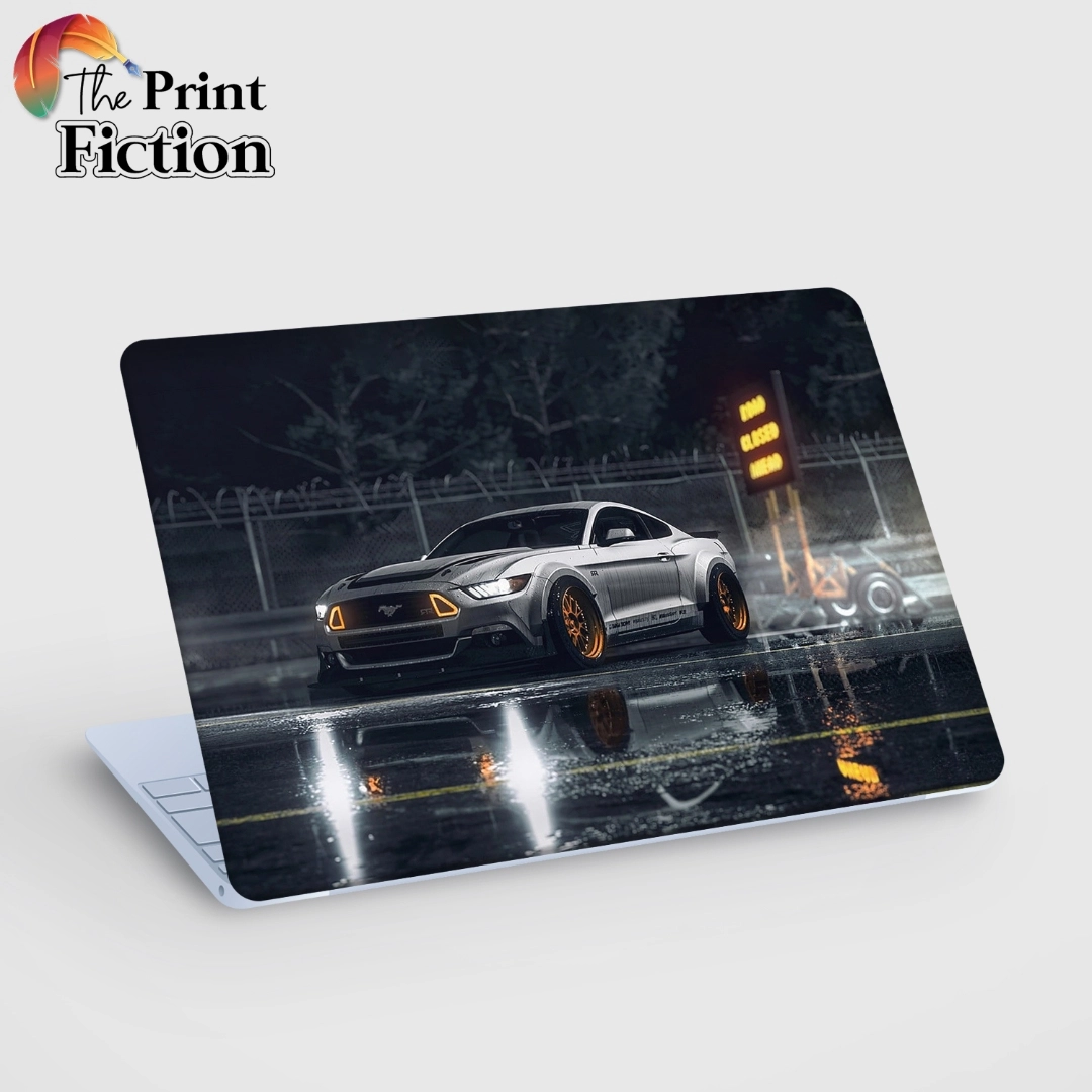 Ford Mustang Cobra In Rainy Road Laptop Sticker, Skin And Decal Stickers