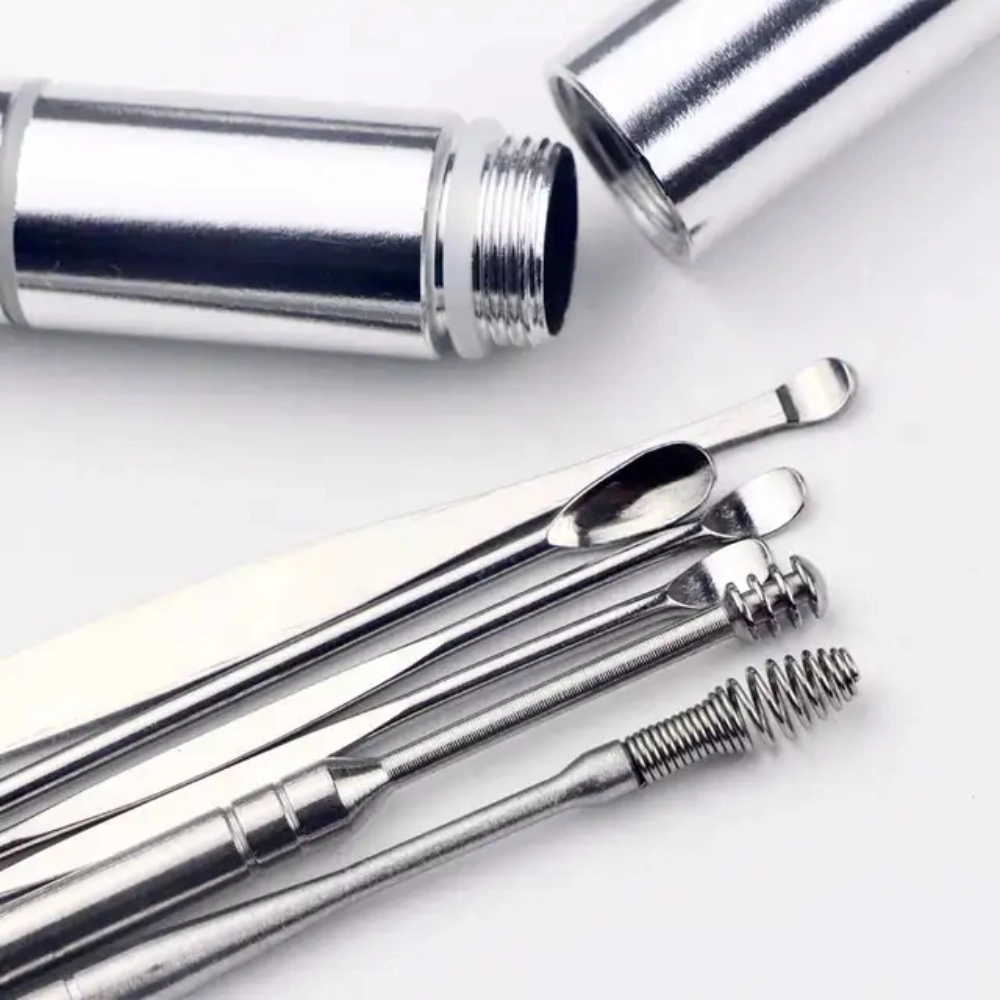 6pcs/set Stainless Steel Ear Picking Tool Set | Ear Wax Remover Cleaner ...