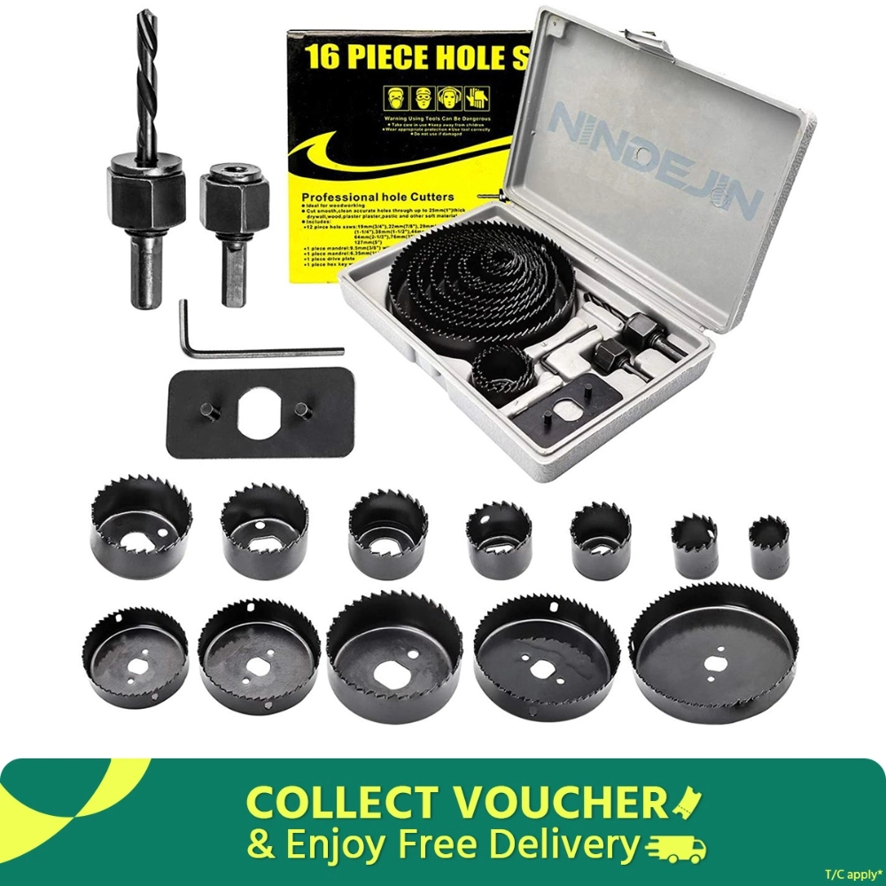 Hole saw set 16pcs 19mm to 127mm
