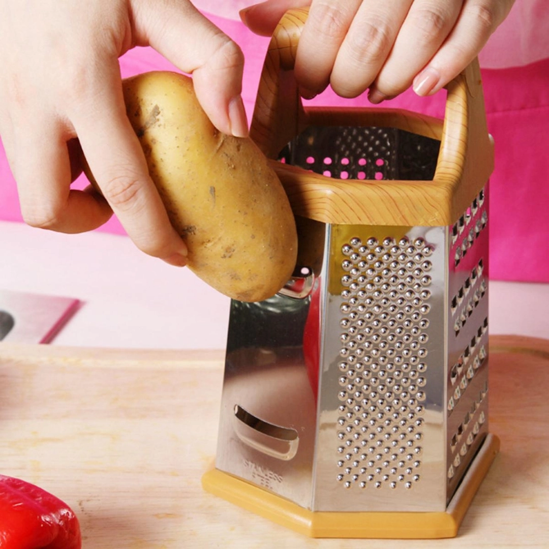 Kitchen Box Grater, Stainless Steel Cheese Grater - 6 Sides Stand ...