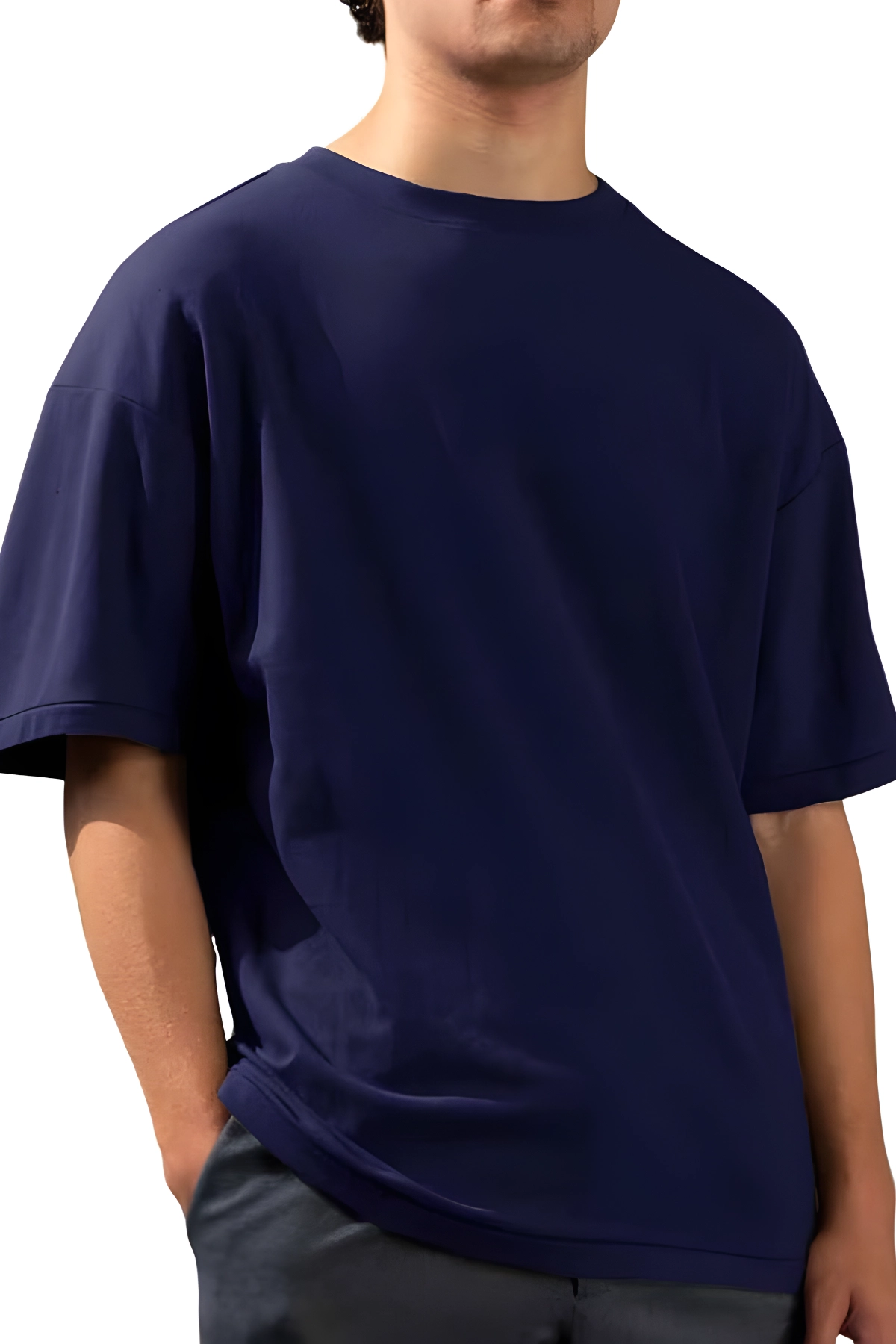 Solid Dark Blue Dropie - Tshirt