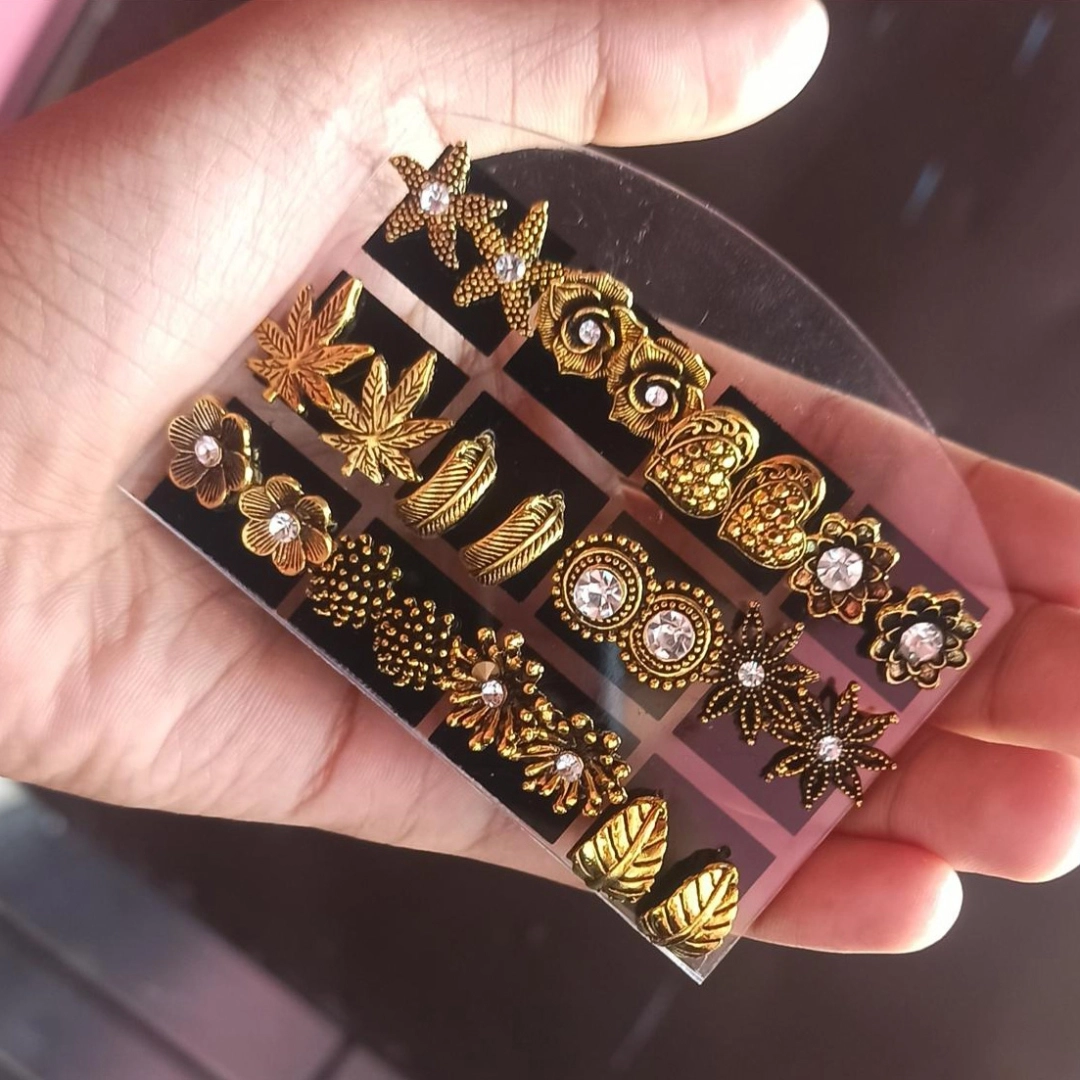 12 Pairs/Set Antiques Different Shape Curved Earring Set Jewelry For ...