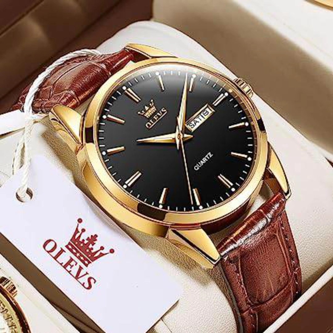 Inspired by olevs 6898 Top Brand Quartz Men Leather Strap Fashion Watch ...