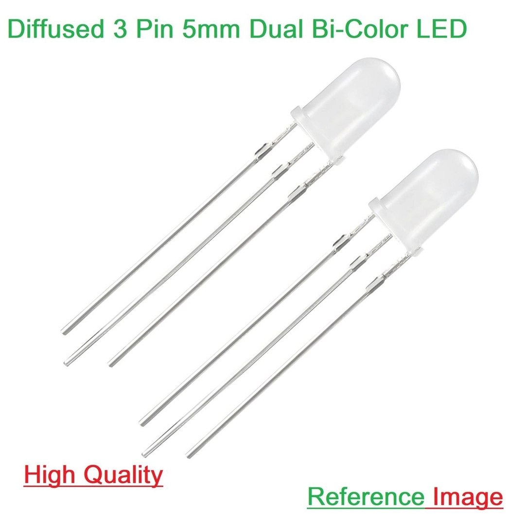 5Pcs- 3Pin Bi-Color Diffused 5mm LED Dual Color LED 5mm 3 Pin Diffused ...