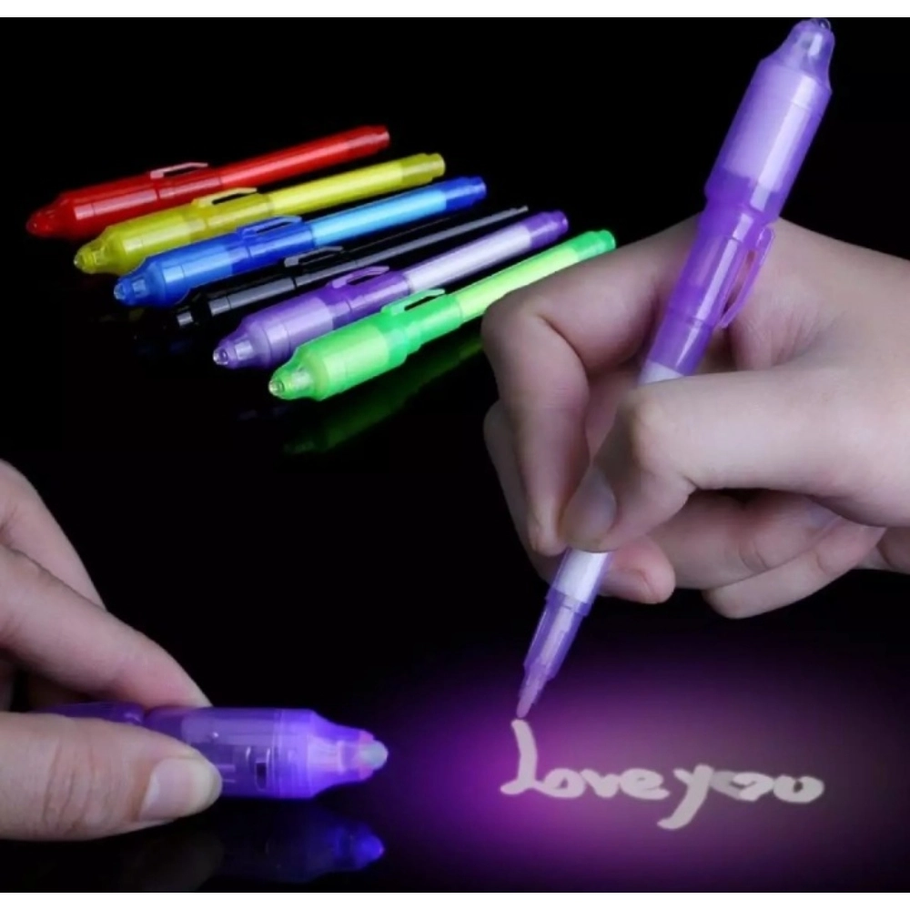 Luminous Light Pen Invisible Ink Magic UV Light Money Detector Pen 2 In ...