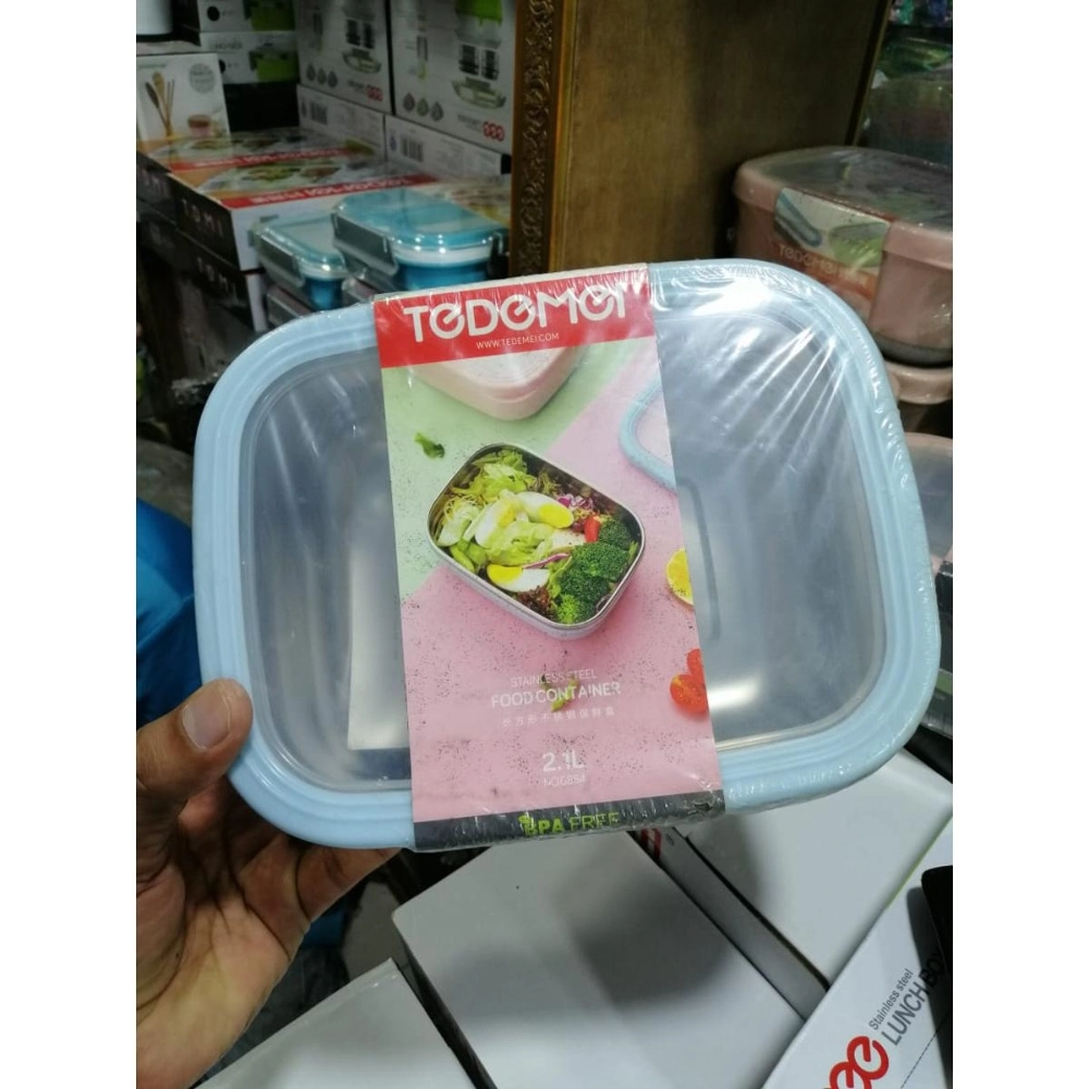 Stainless Steel Tiffin Lunch Box Leak Proof BPA-free 2.1 Liter (Sky)