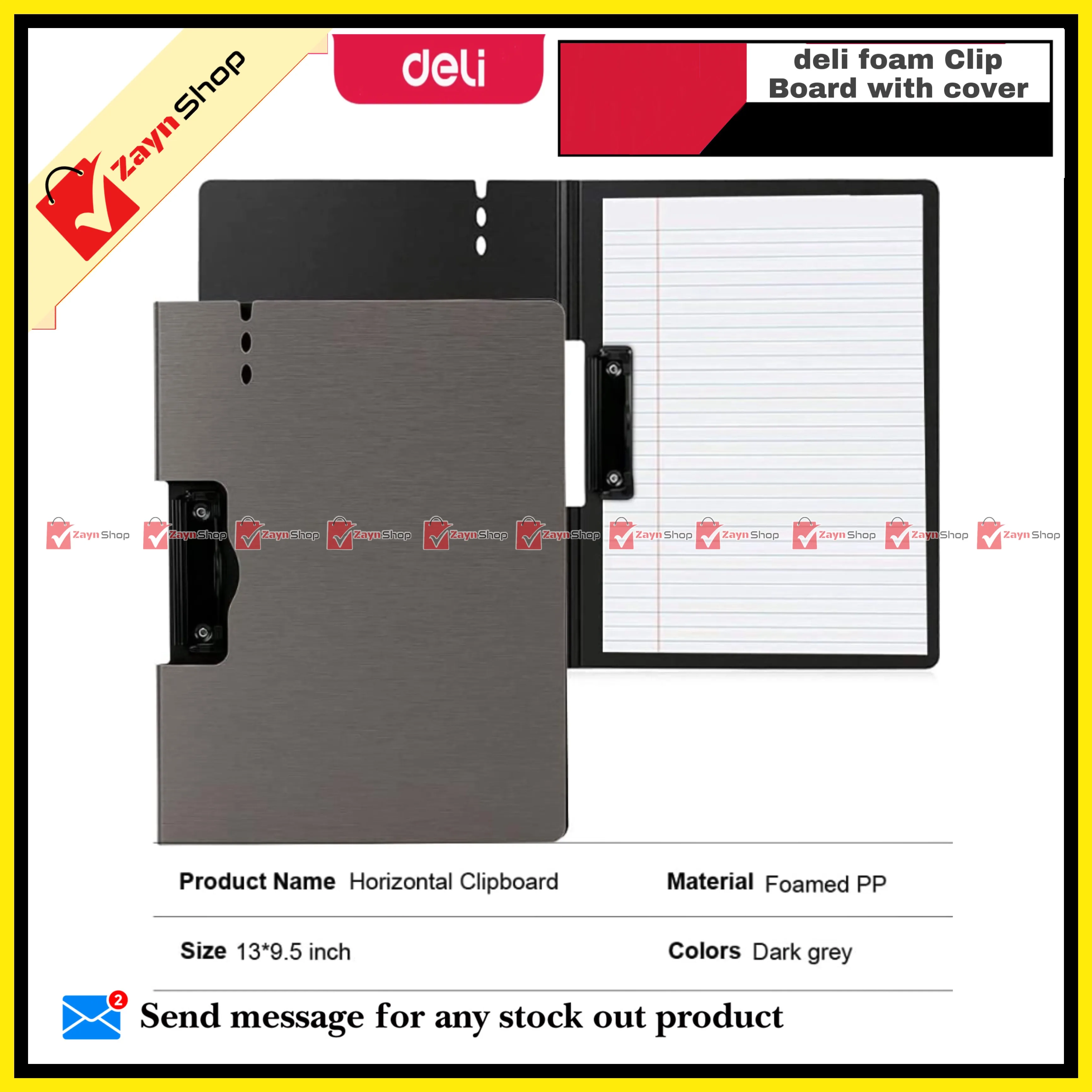 Deli Foam Clip Board with Cover Horizontal Dark Grey 64512 (1 pcs ...