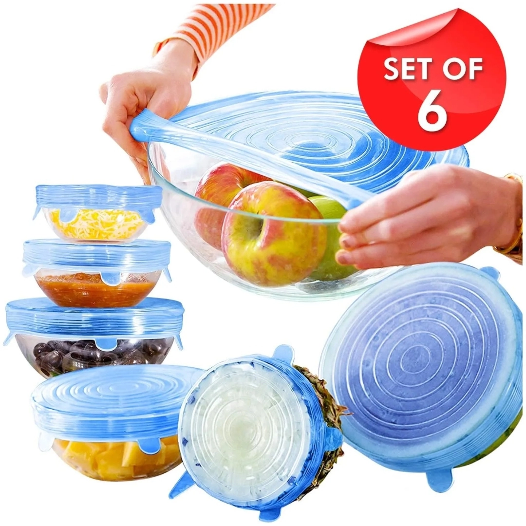 Preserve Your Food With The Kitchen Reusable Silicone Stretch Seal Lid- Vacuum Food Storage Bowl ...