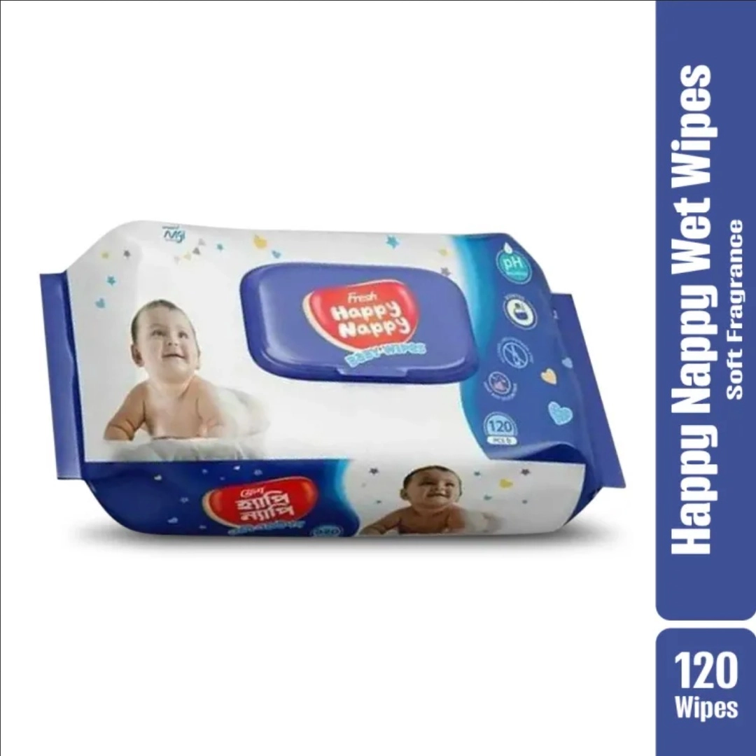 Happy Nappy Wet Wipes for Baby - 120 Pieces