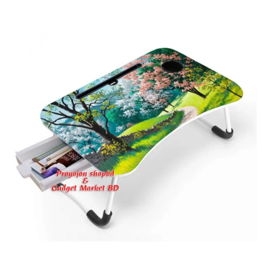 Multi-Function Folding Waterproof Printing Laptop Desk with drawer