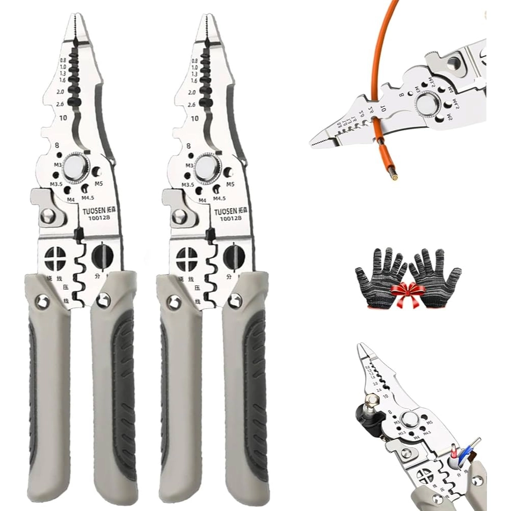 Multifunctional Wire Stripper Crimper Cable Cutter Pliers, Stainless ...