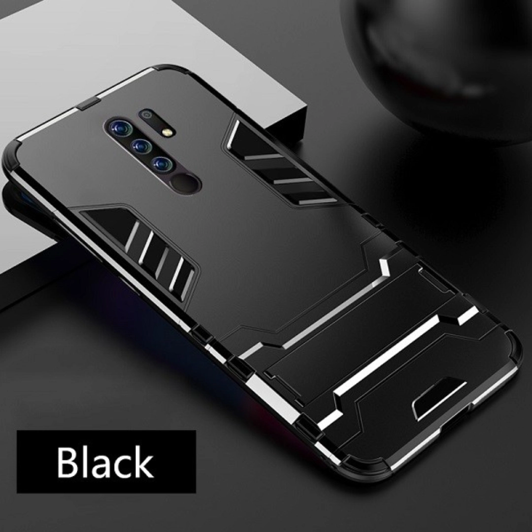 For Xiaomi Redmi 9 Luxury Iron Man Stand Cover Hard Armor and Soft ...
